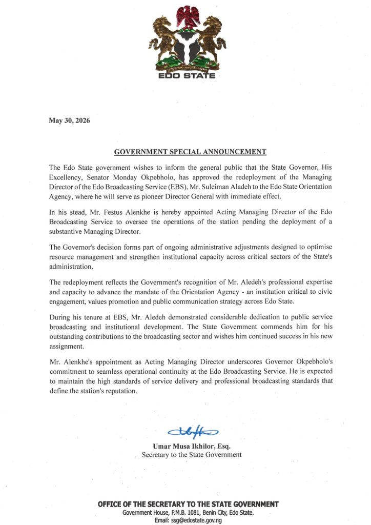 GOVERNMENT SPECIAL ANNOUNCEMENT – EBS